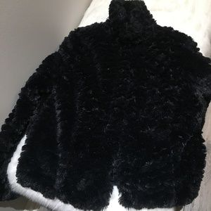 Fever | Jackets & Coats | Fever Black High Collar Faux Fur Boucle ...